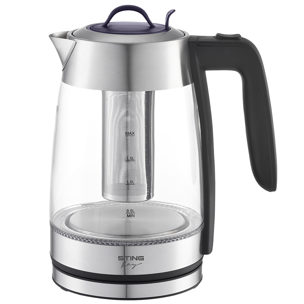 Чайник электрический STINGRAY ST-KT3006A 1.8 л прозрачный, серебристый, фиолетовый, черный