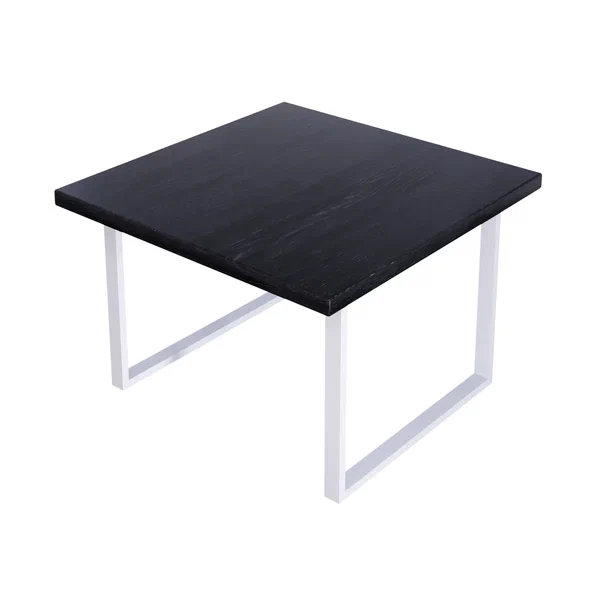 Журнальный стол Solarius Loft металл-дерево 60x60х50, цвет черного оникса с белыми ножками