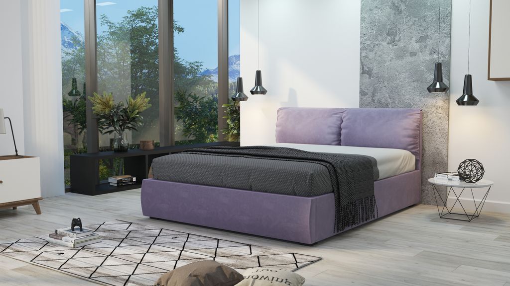 Кровать двуспальная с мягкими подушками в изголовье MyCloud, модель Ибица 120x200