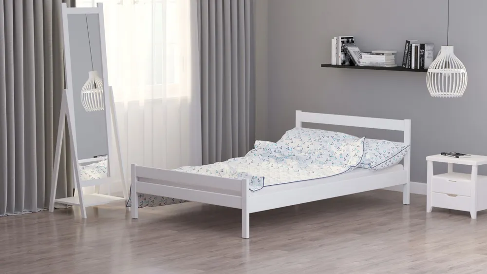 Кровать двуспальная Alatoys КВ1200 из массива березы 120х200 см, белая