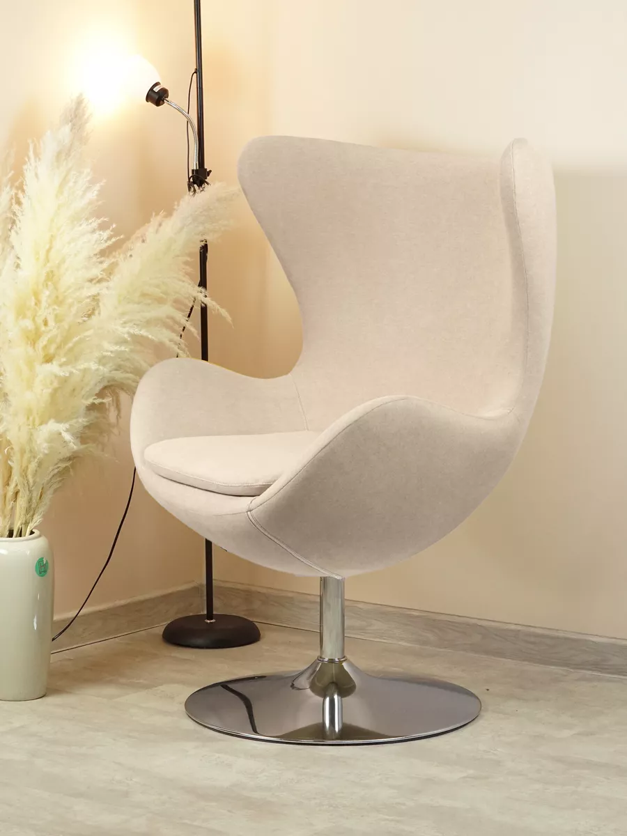 Кресло дизайнерское Elegant Egg Arne Jacobsen Style, светло-бежевое