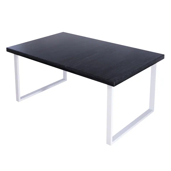 Журнальный стол Solarius Loft металл-дерево 120х75х50, цвет черного оникса, белые ножки