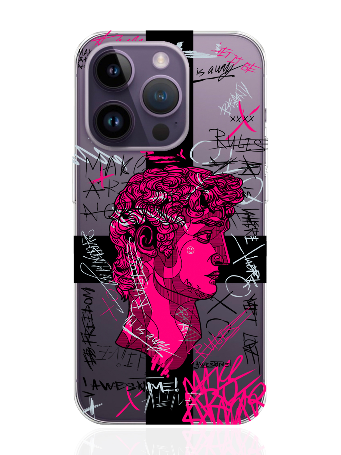 Чехол MustHaveCase iPhone 14 Pro Голова Давида граффити