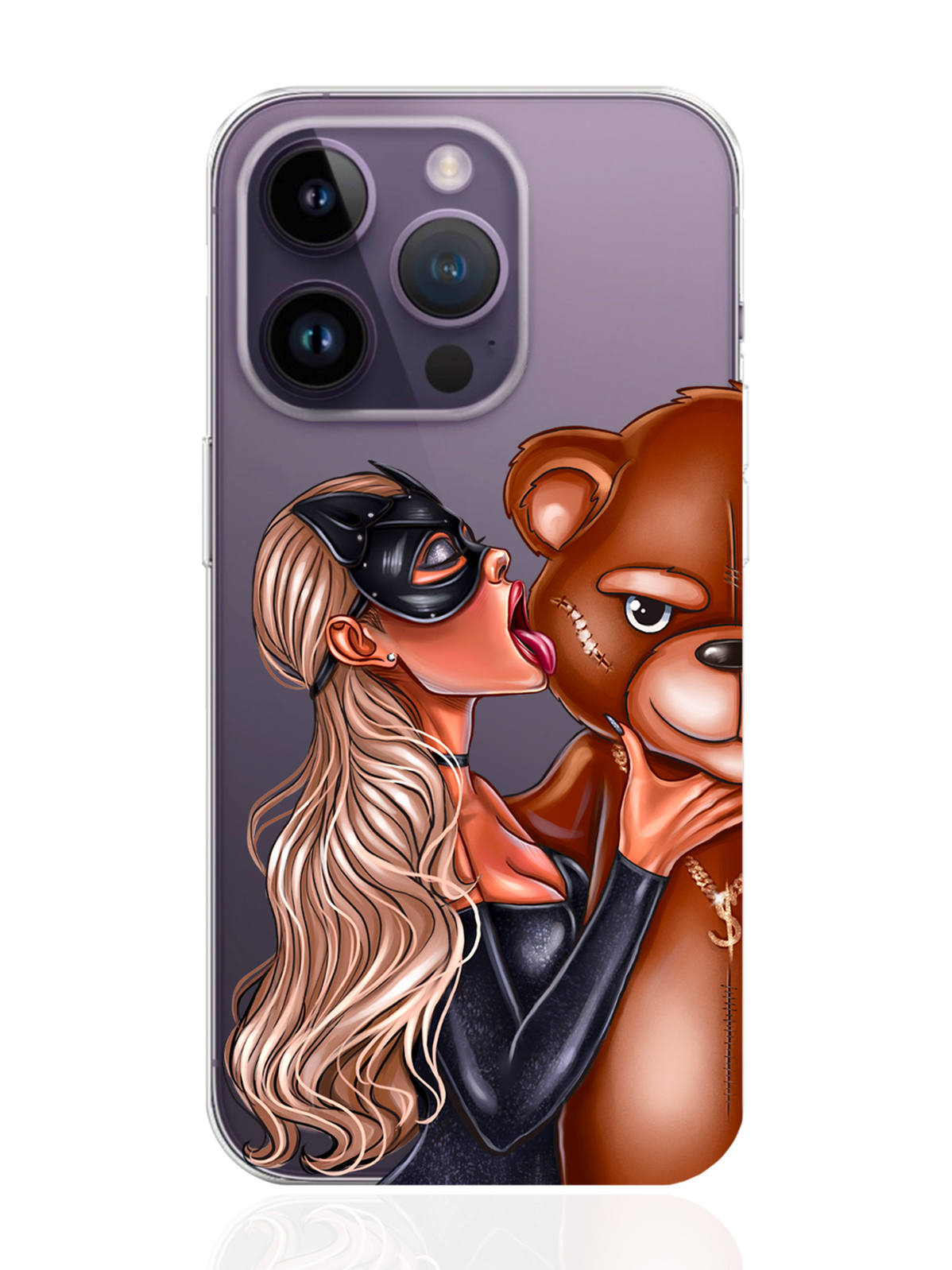 Чехол MustHaveCase iPhone 14 Pro Кошечка блондинка и мишка