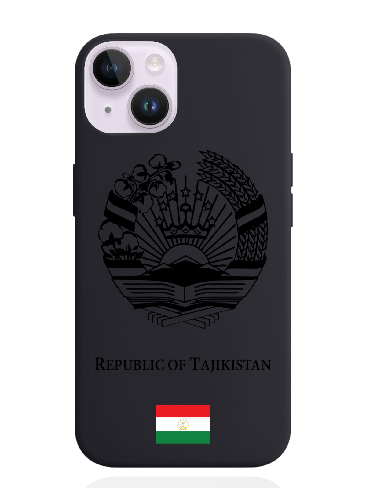 Чехол SignumCase iPhone 14 Черный лаковый Герб Таджикистана