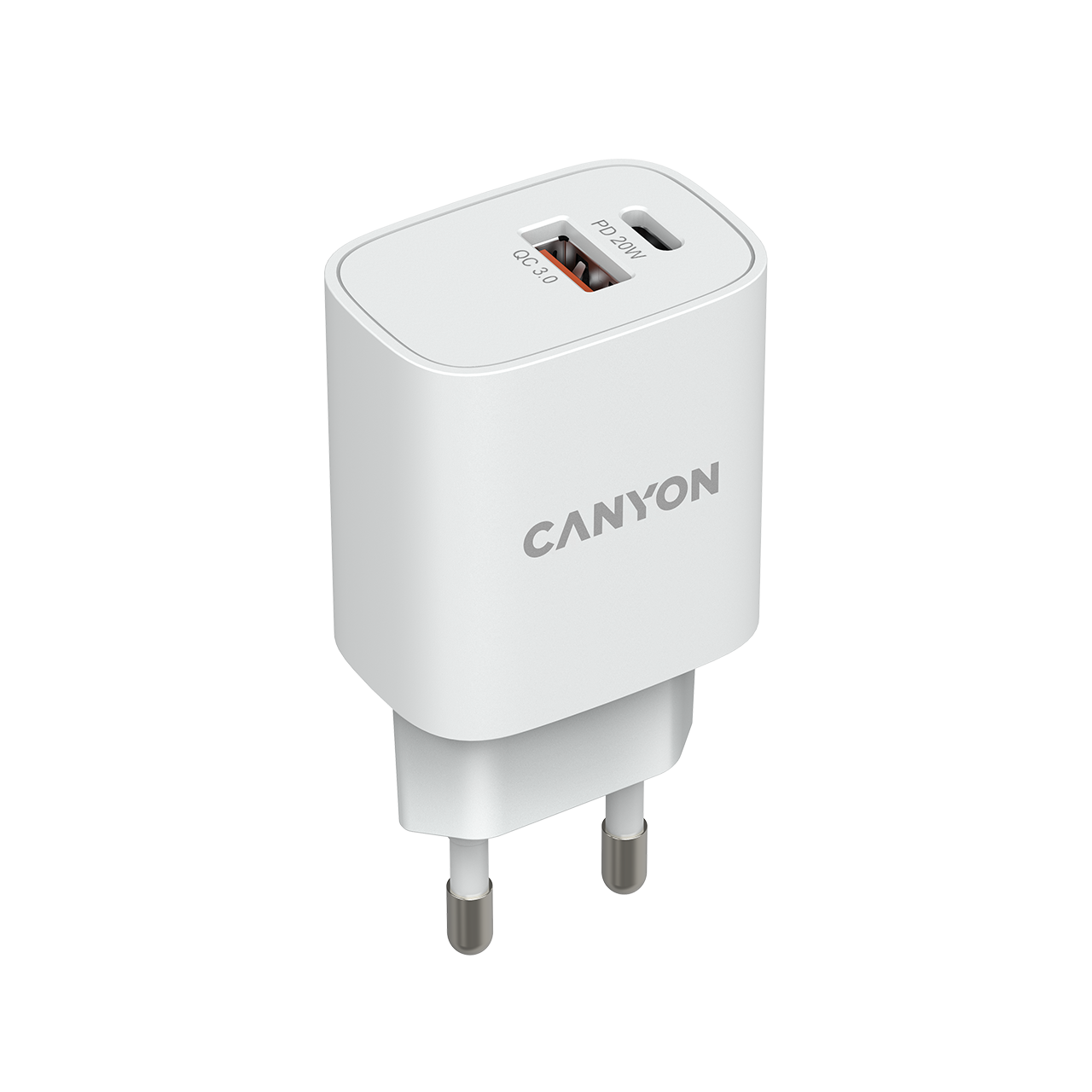 Сетевое зарядное устройство CANYON H-20-04 1xUSB, 1xUSB Type-C 3 А белый