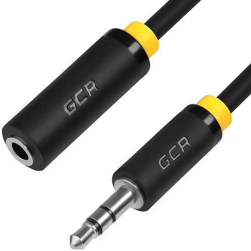 Кабель AUX GCR Premium GCR-STM1114-1.0m 3.5 Jack M - 3.5 Jack F 1.0m Black/Yellow