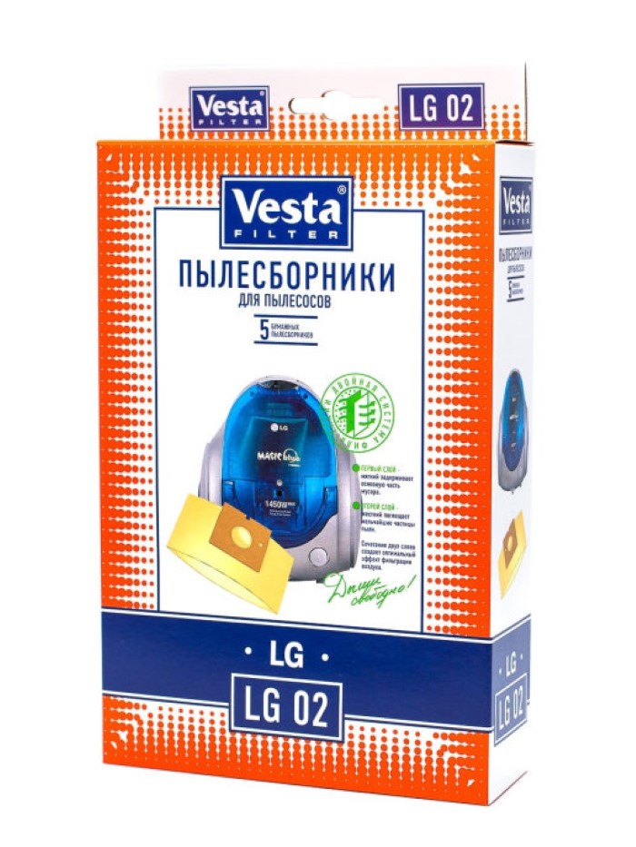 Комплект пылесборников VESTA LG02 LG 5 шт. бумажные