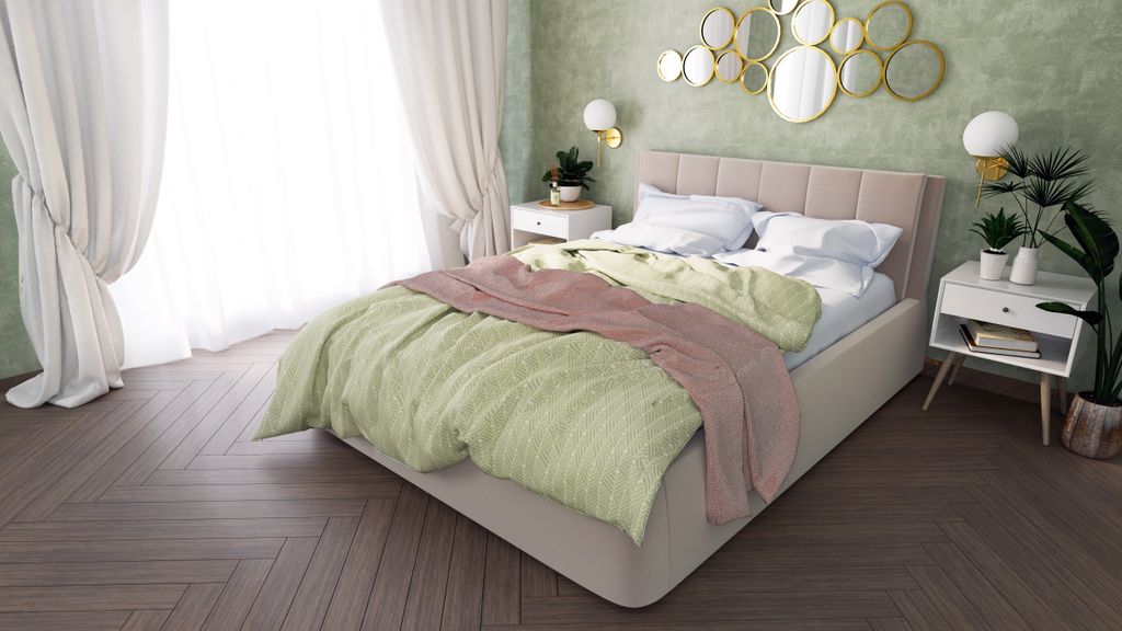 Кровать двуспальная MyCloud Болеро 160x200 с мягкими подушками в изголовье