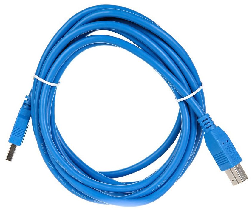Кабель VCOM USB A-USB B, M-M 3м Blue (VUS7070-3M)