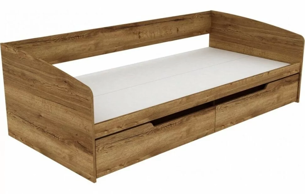 Кровать односпальная Гарда с ящиками, 90х200, Дуб галифакс Табак