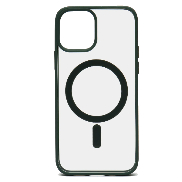 Чехол Iphone 14 Plus MagSafe цветной, прозрачный-зеленый