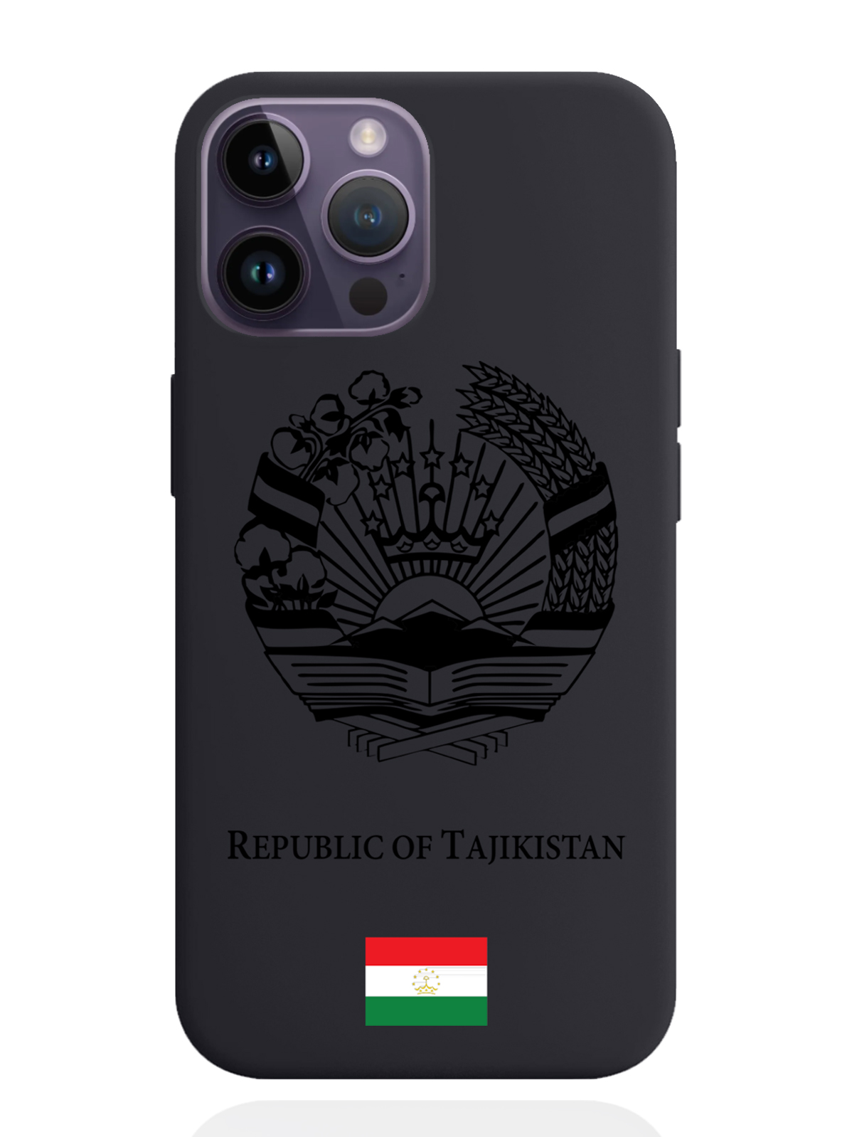Чехол SignumCase iPhone 14 Pro Max Черный лаковый Герб Таджикистана