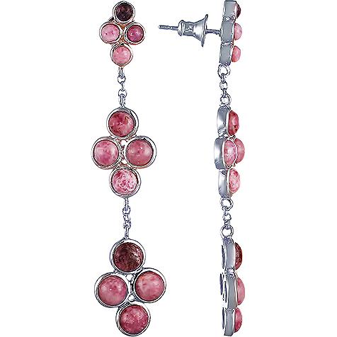 Серьги подвески из серебра с родохрозитом Джей Ви TR21E
