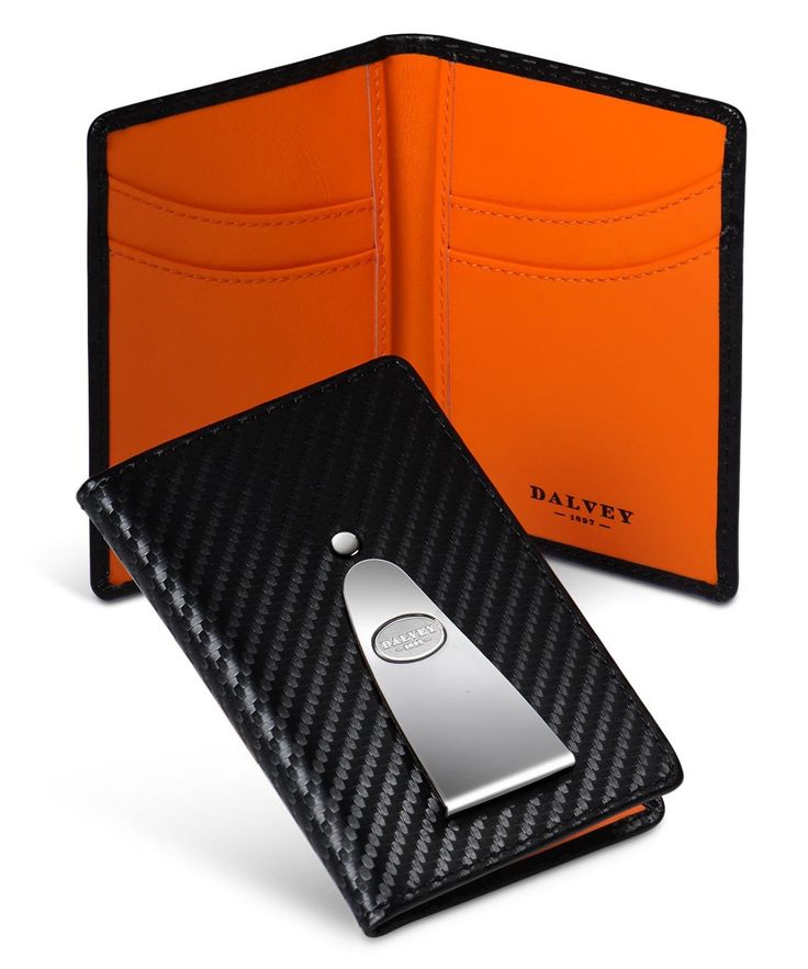 Бумажник вертикальный с клипом для денег CONTINENTAL, черный/оранжевый, 110 x 75 x 8 мм