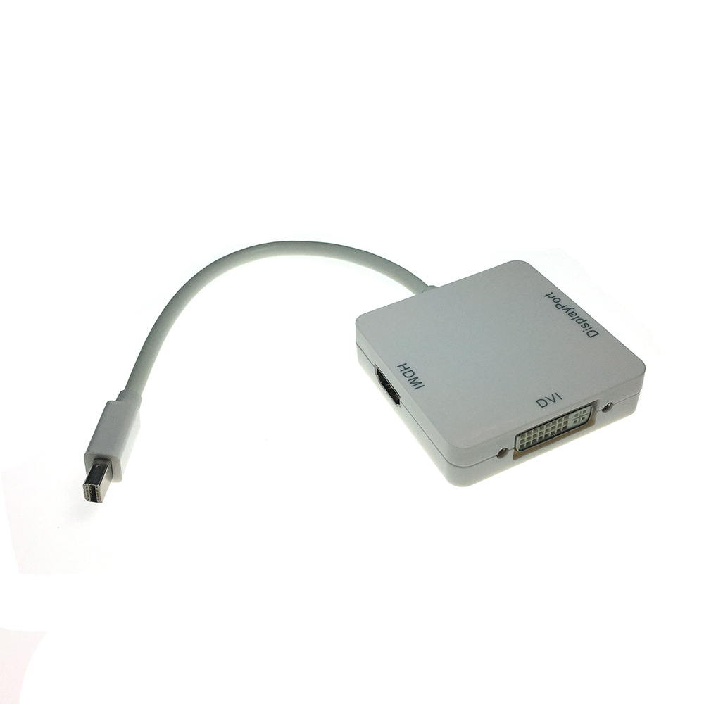 Конвертер Espada 3 в 1, Mini Display Port на DVI, HDMI и DisplayPort, 15см, White