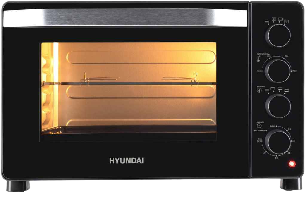 Мини-печь Hyundai MIO-HY081 2000 Вт, 38 л, серебристо-черная