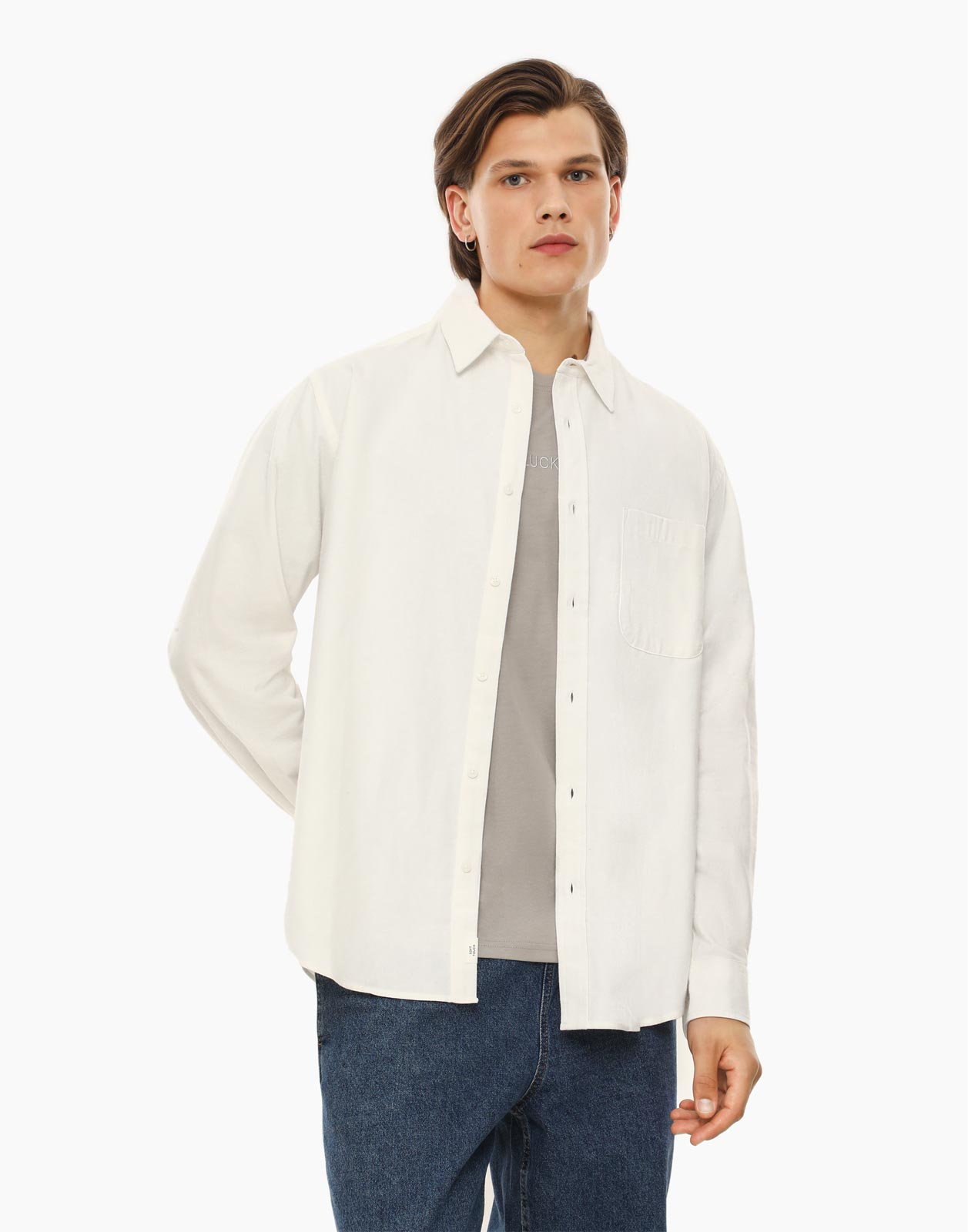 Рубашка мужская Gloria Jeans BWT001370 белая S (44-46)