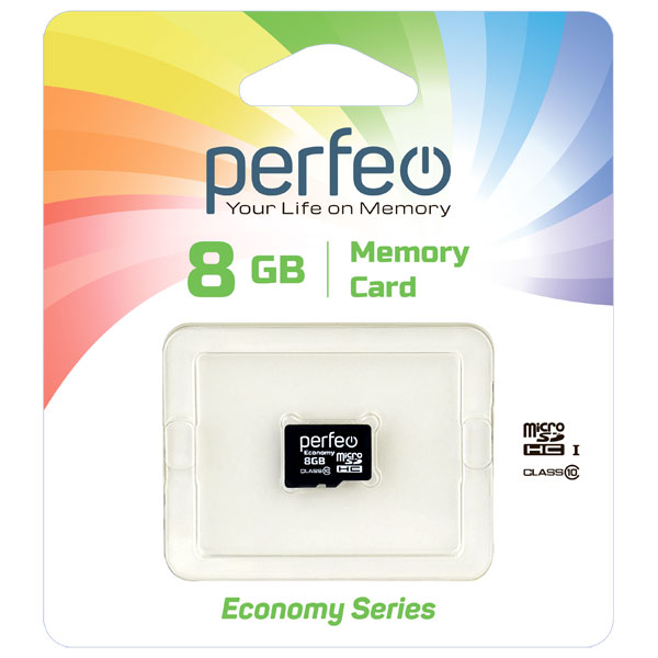 Карта памяти Perfeo microSD 8GB High-Capacity Class 10 без адаптера economy series