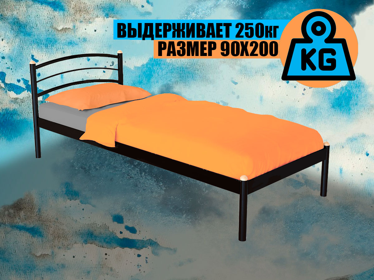 Металлическая односпальная кровать Alitte Benita 90х200 см черный