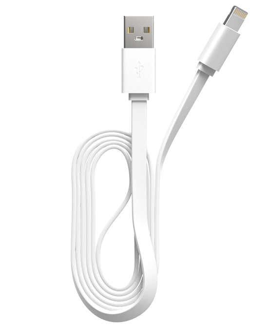 Кабель Maxvi (MC-03F) Apple 8-pin плоский, 2A, 1 м, белый