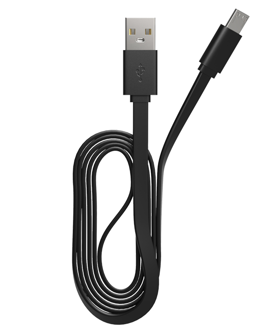 Кабель Maxvi (MC-01F) USB - Micro USB плоский, 2A, 1 м, черный