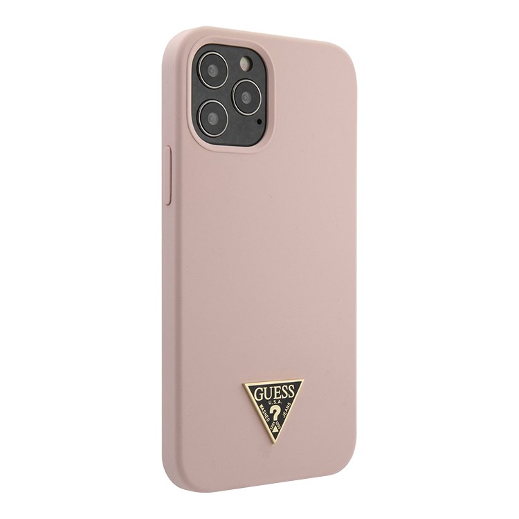 Чехол Guess с логотипом внизу для iPhone 13 mini, силиконовый, розовый