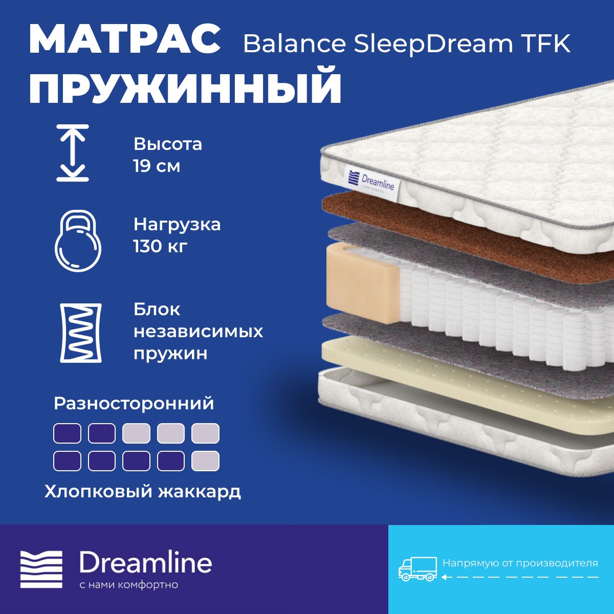 Матрас Dreamline Balance SleepDream TFK независимые пружины 150x200 см