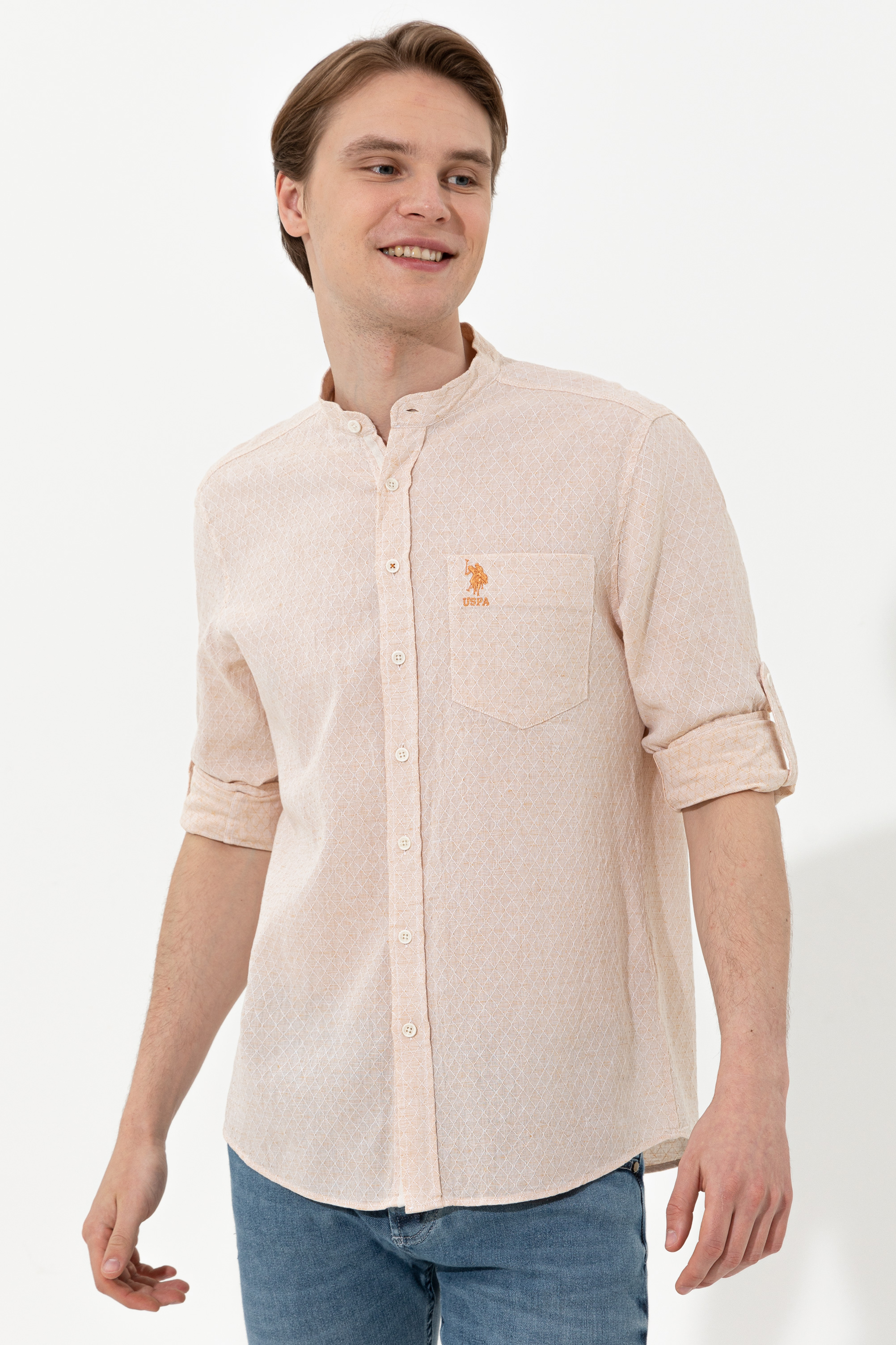Рубашка мужская U.S. POLO Assn. G081SZ0040LORENZO оранжевая XL