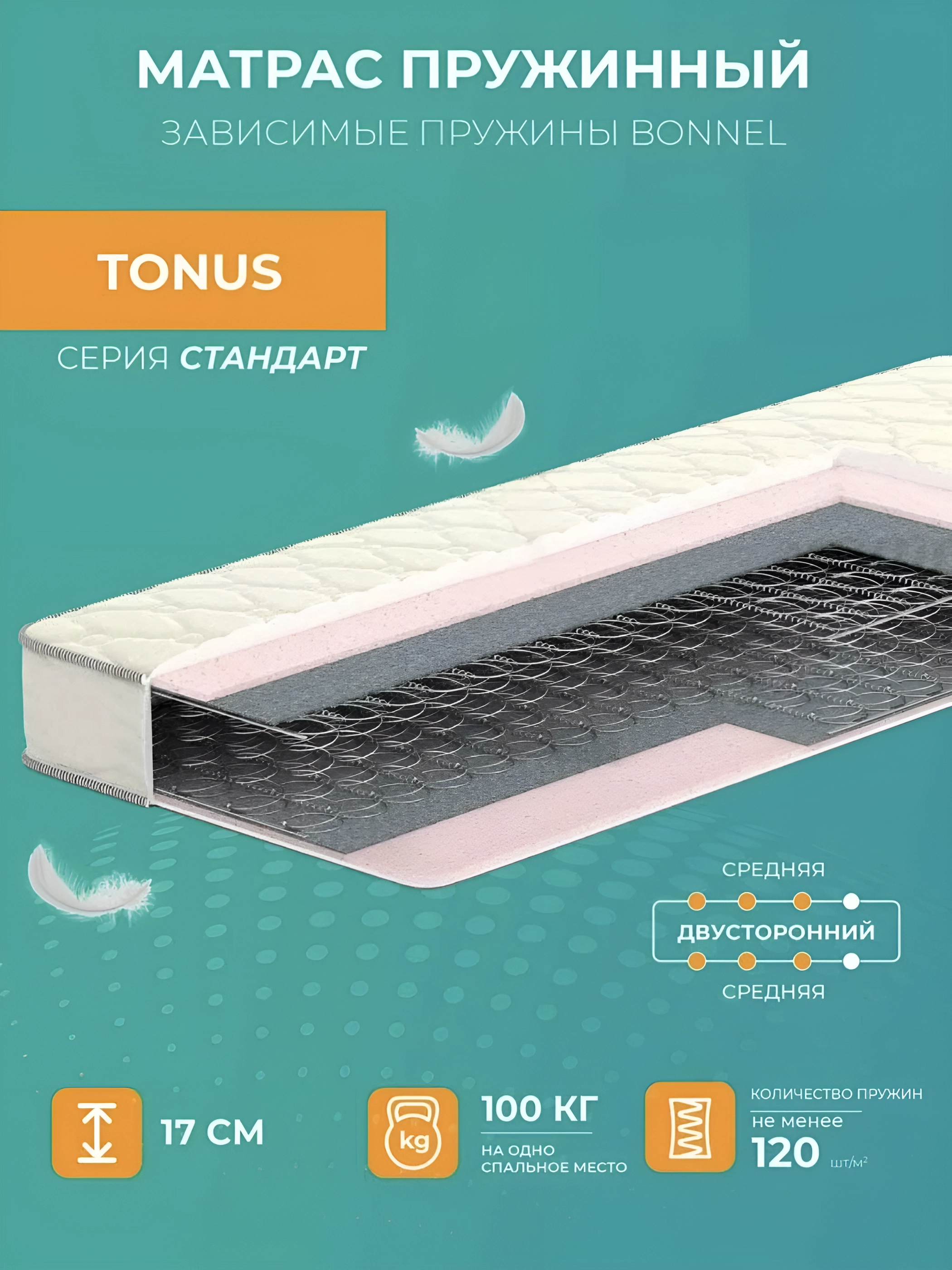 Матрас Аккорд Tonus 160х200 пружинный жаккард