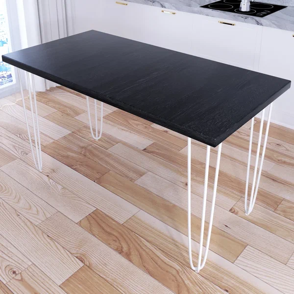 Стол кухонный Solarius Loft металл-дерево 130x70х75 цвет черного оникса с белыми ножками