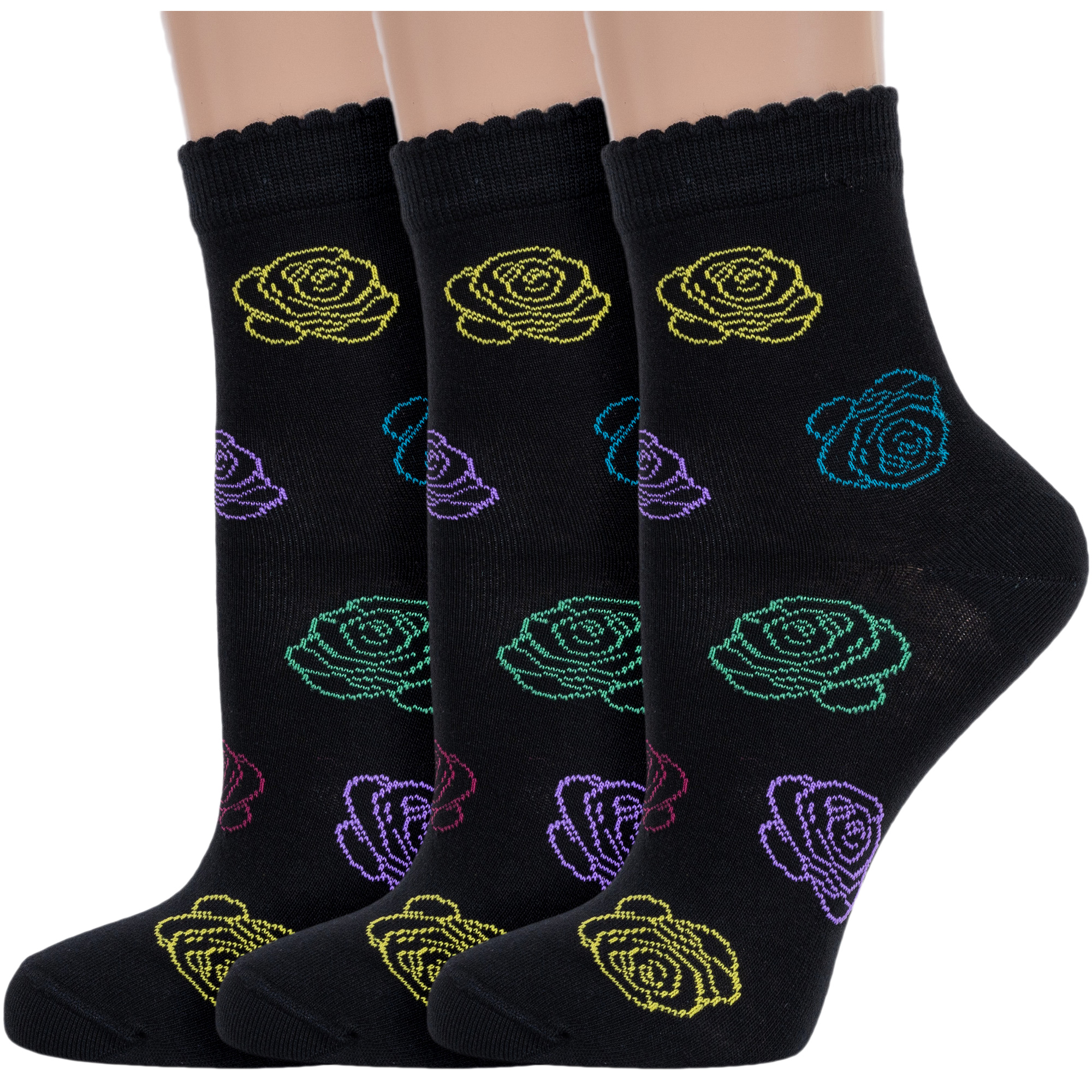 Комплект носков женских LorenzLine 3-Д103 разноцветных 23