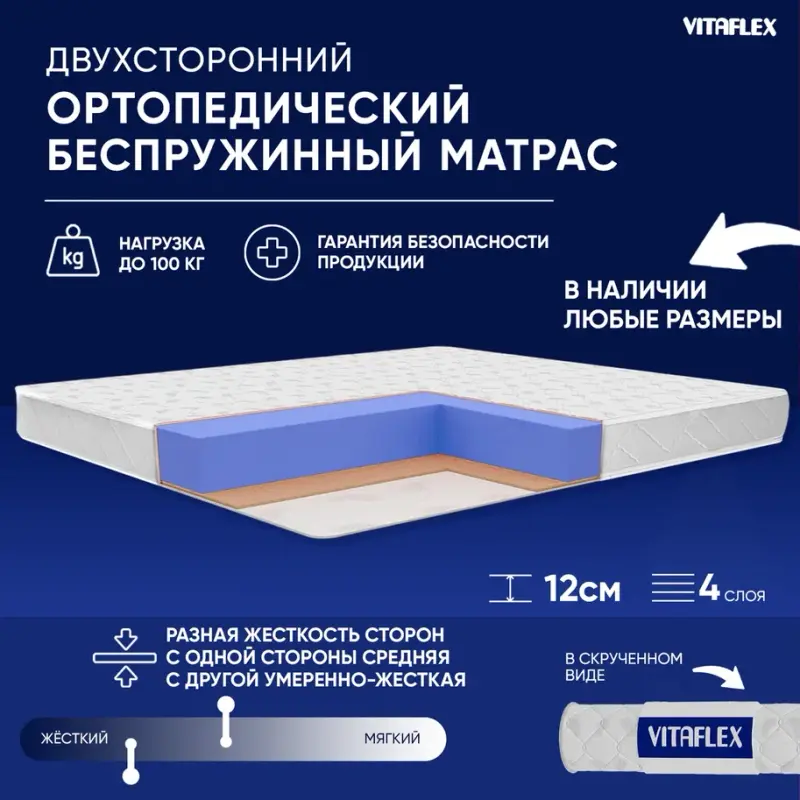 Ортопедический беспружинный матрас VITAFLEX Medicine 11V Sk 150x200