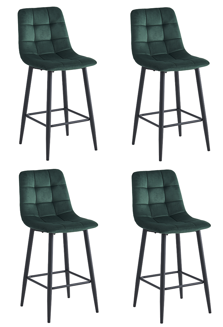 Комплект полубарных стульев 4 шт. Терминал BARNY green 14, черный/темно-зеленый