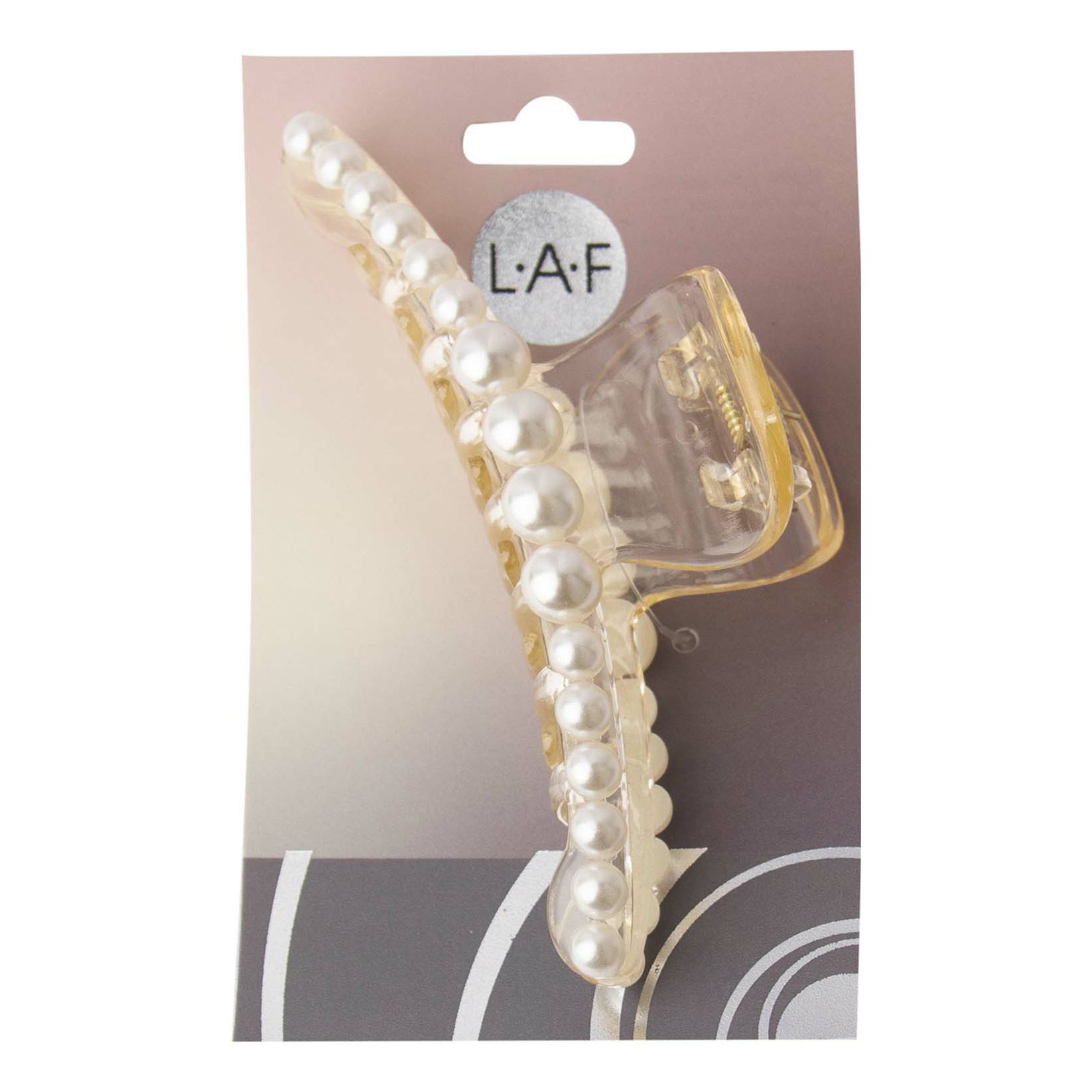 Краб для волос LAF прозрачный с жемчугом в ассортименте
