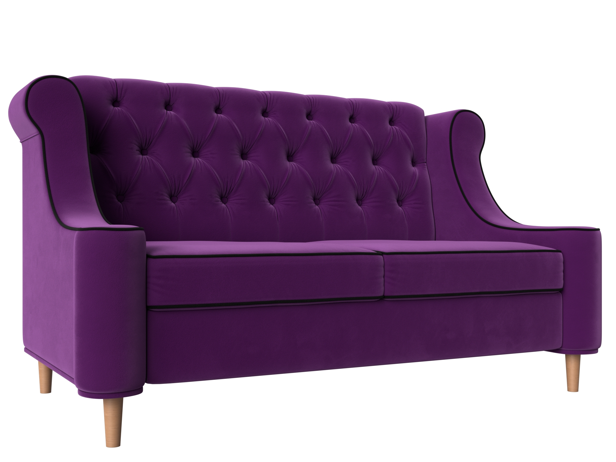 Прямой диван Бронкс микровельвет фиолетовый