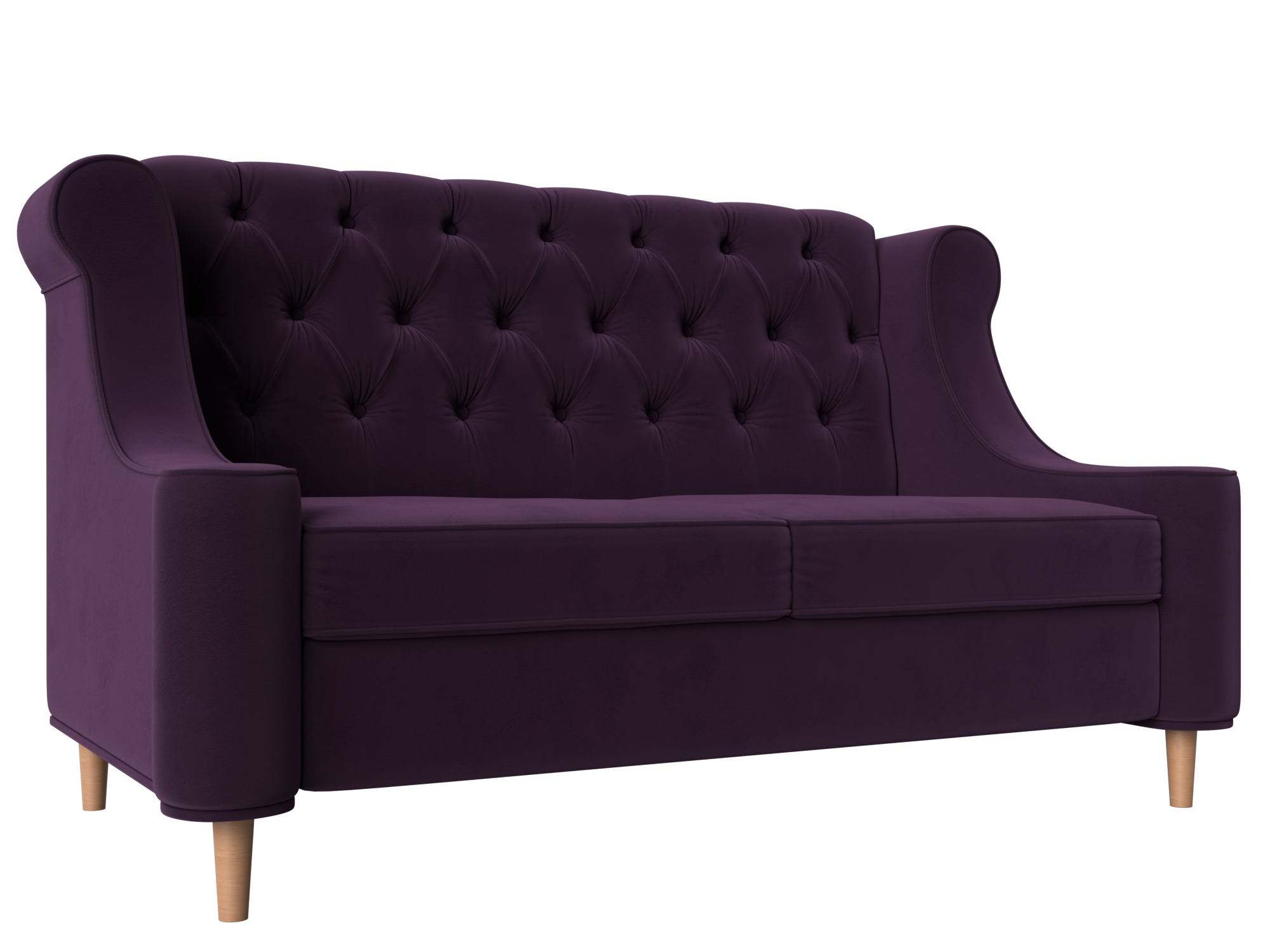 Прямой диван Бронкс велюр фиолетовый