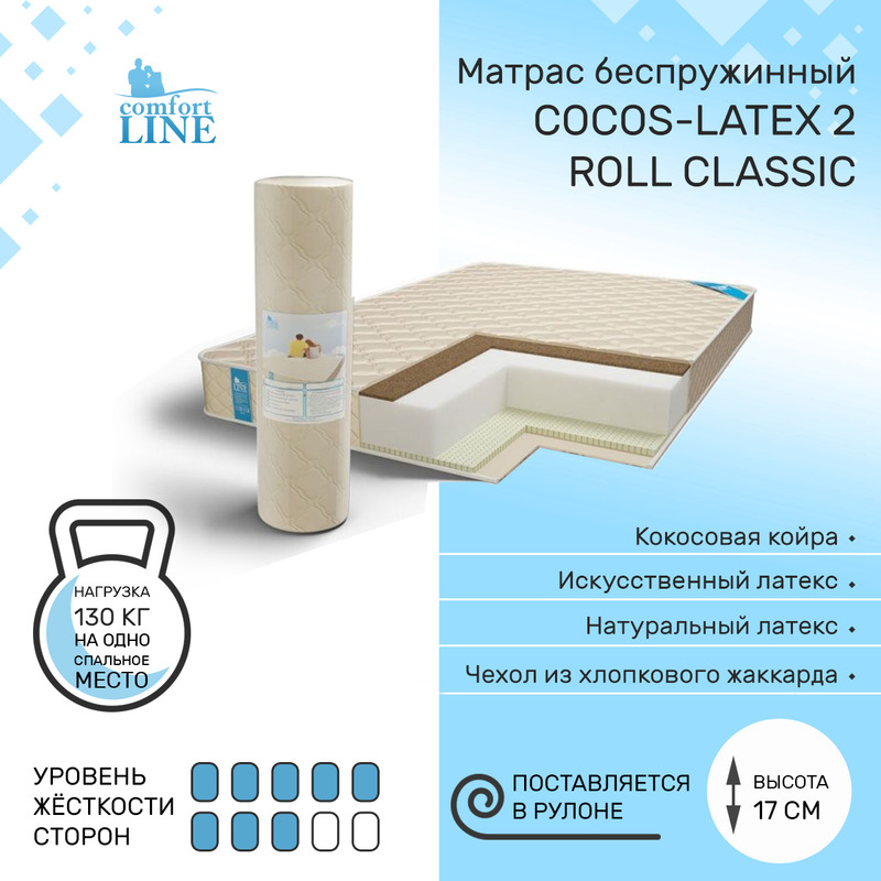 Матрас беспружинный Comfort Line Cocos-latex 2 Roll Classic 115х200, высота 17 см