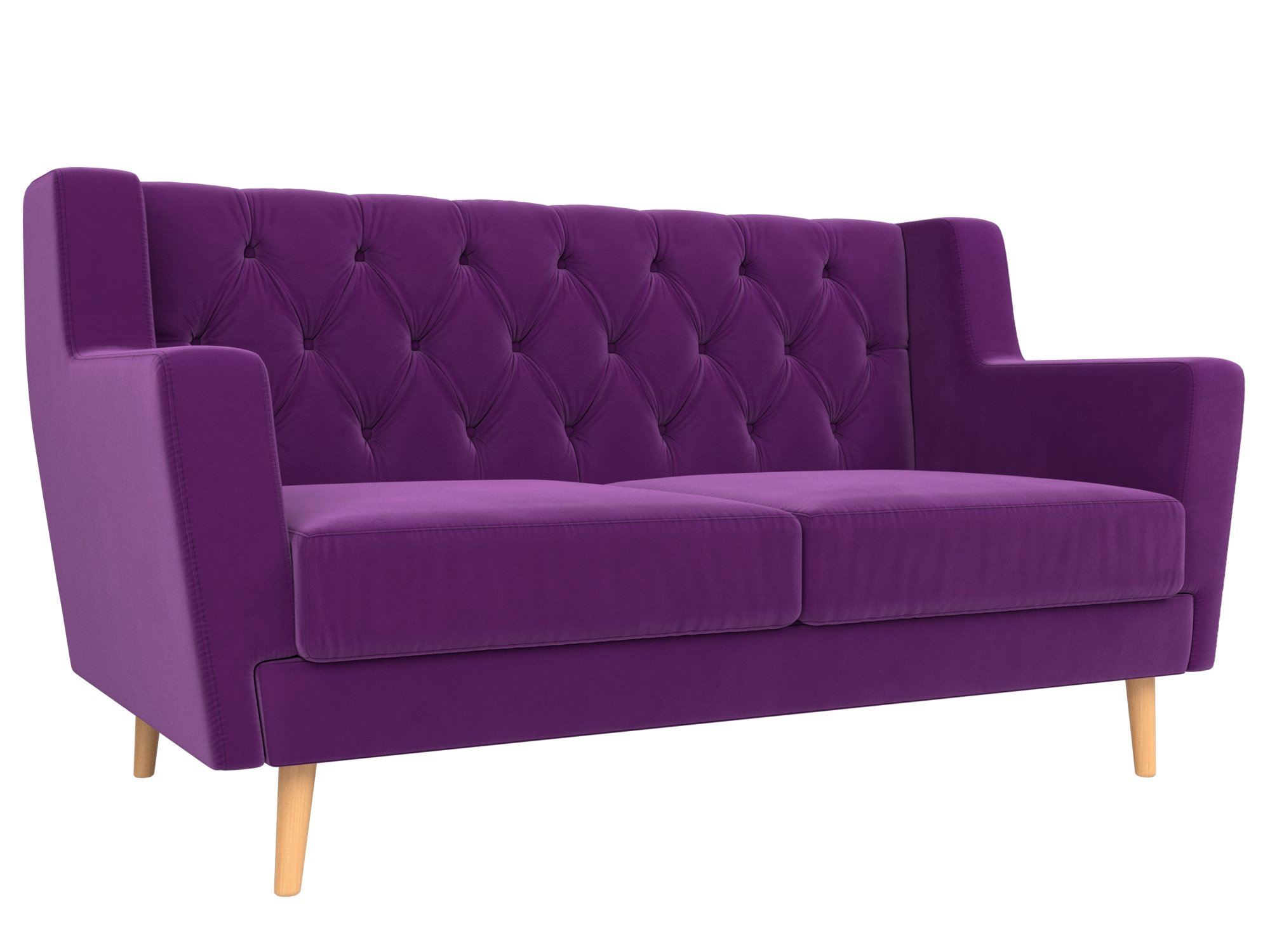 Прямой диван Брайтон 2 Люкс микровельвет фиолетовый