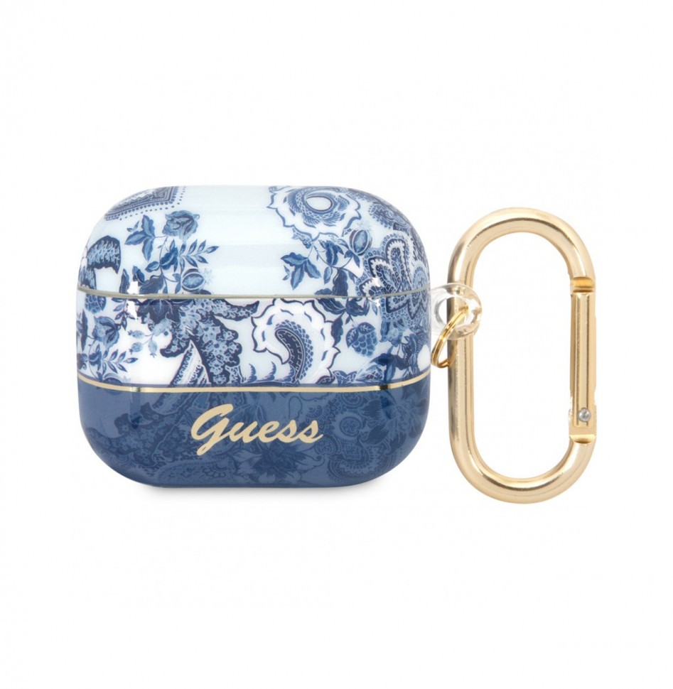 Чехол с карабином Guess TPU Toile de Jouy для AirPods 3, Синий (GUA3HGPLHB)