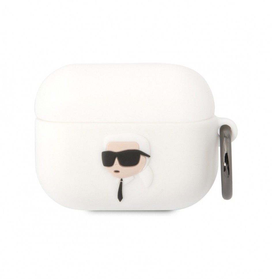 Чехол с карабином Karl Lagerfeld Silicone case NFT 3D Karl для AirPods Pro, Белый