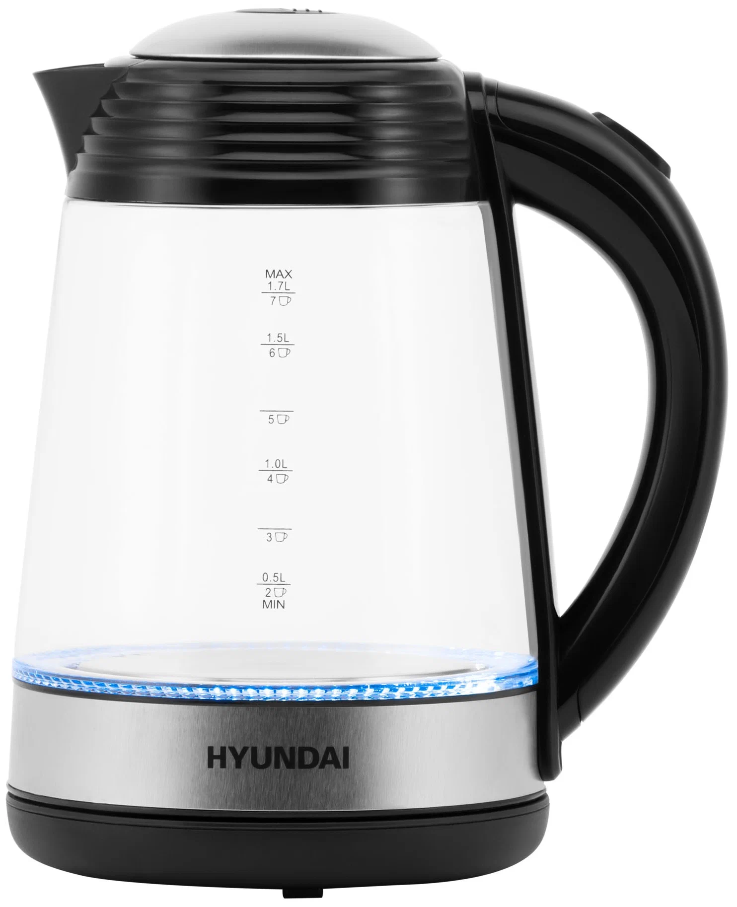 Чайник электрический HYUNDAI HYK-G3803 1.7 л черный, серебристый