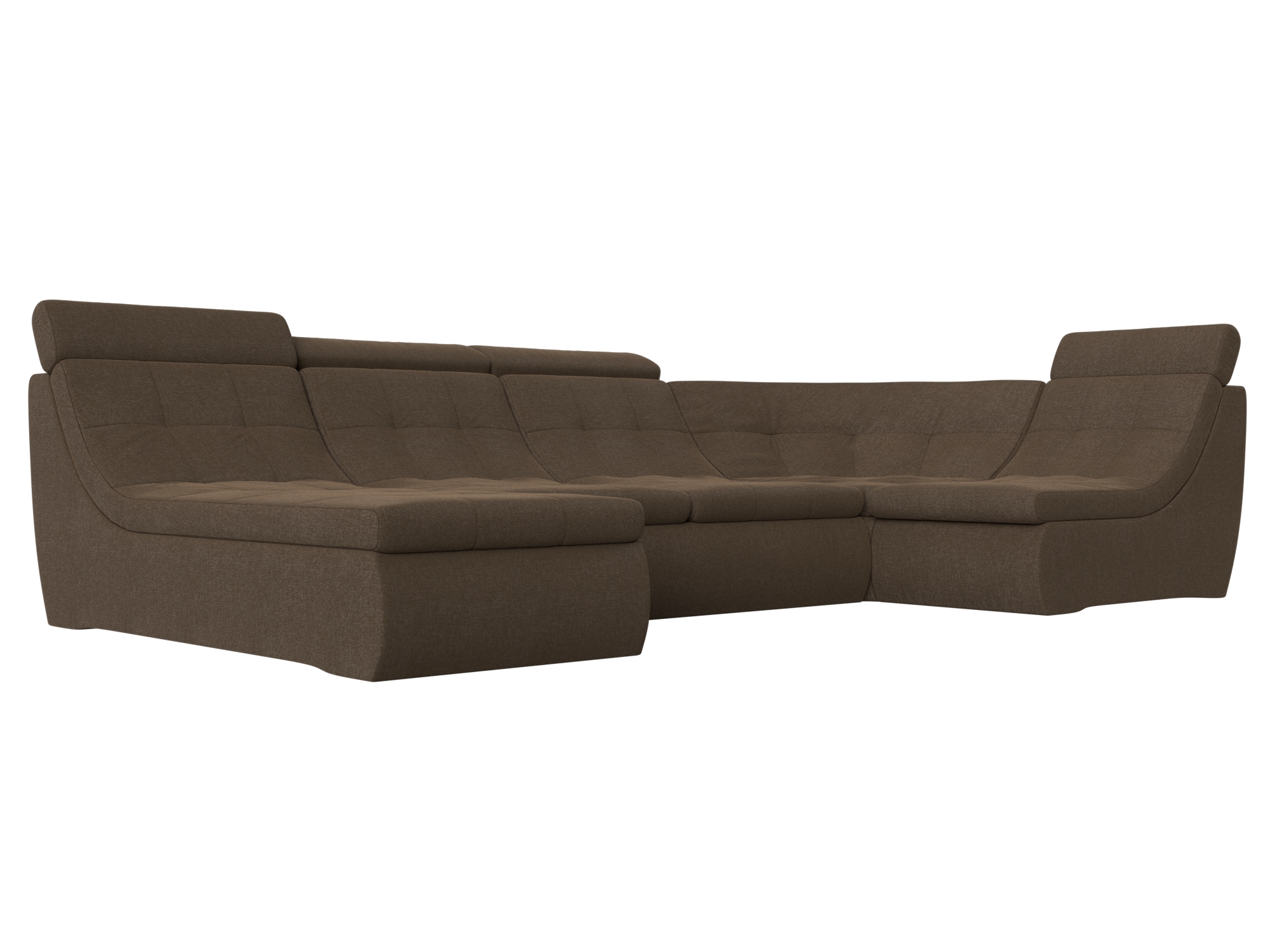 П-образный модульный диван Холидей Люкс рогожка коричневый