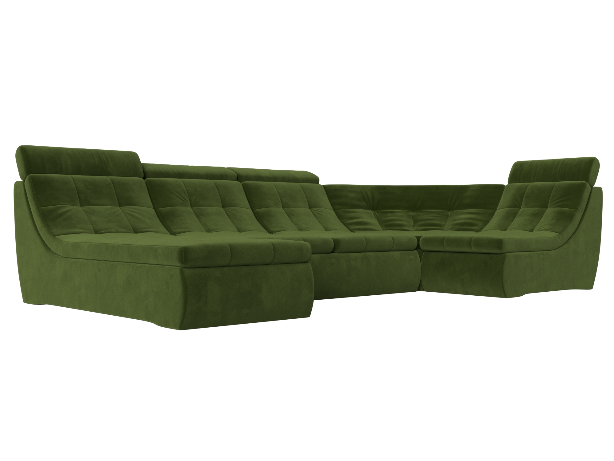П-образный модульный диван Холидей Люкс микровельвет зеленый