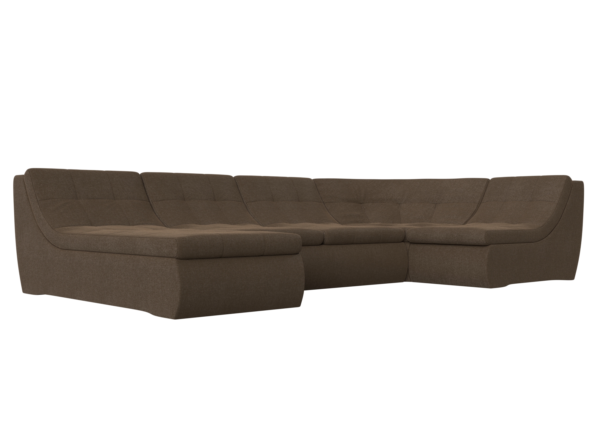 П-образный модульный диван Холидей рогожка коричневый