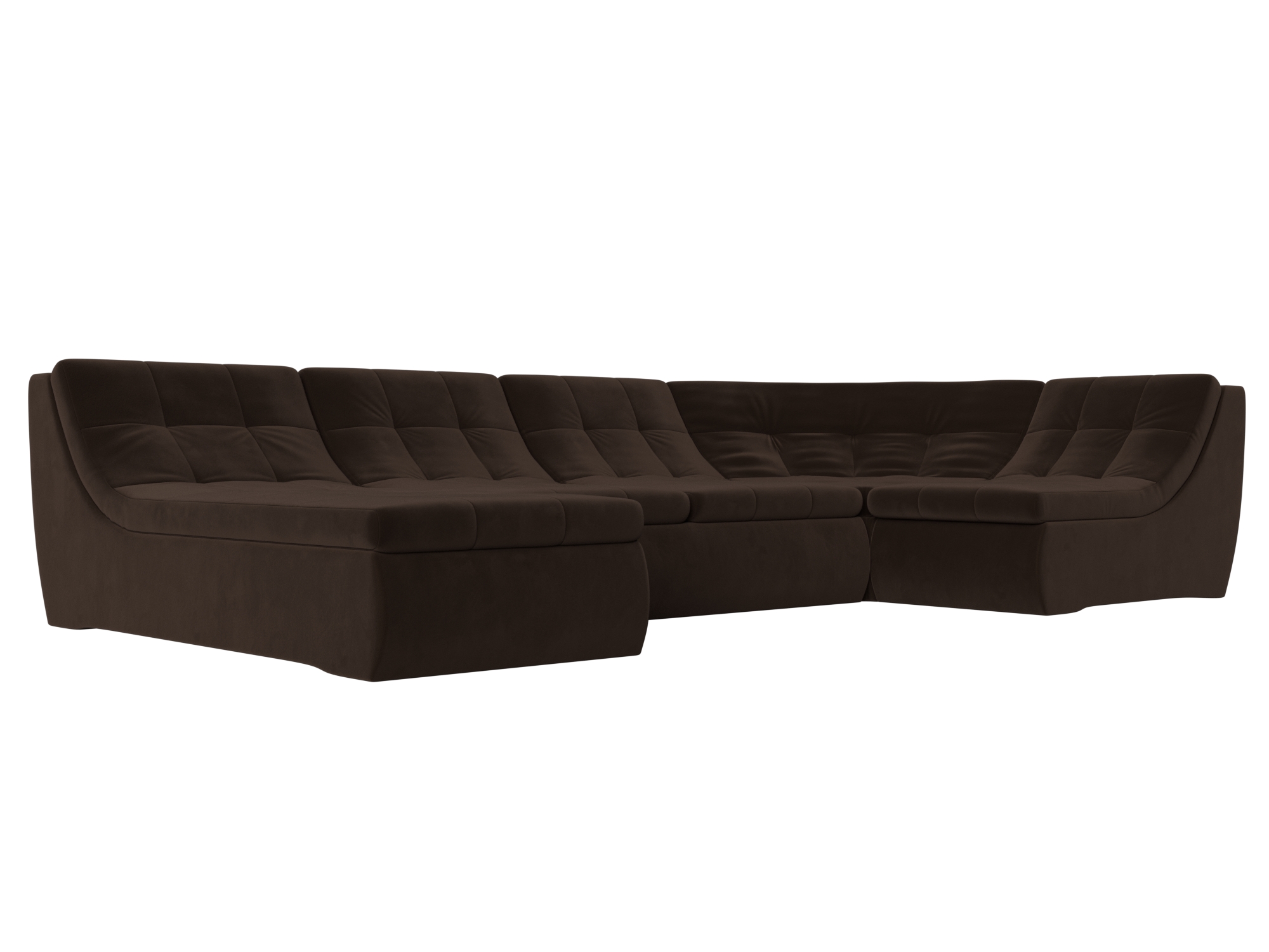 П-образный модульный диван Холидей микровельвет коричневый