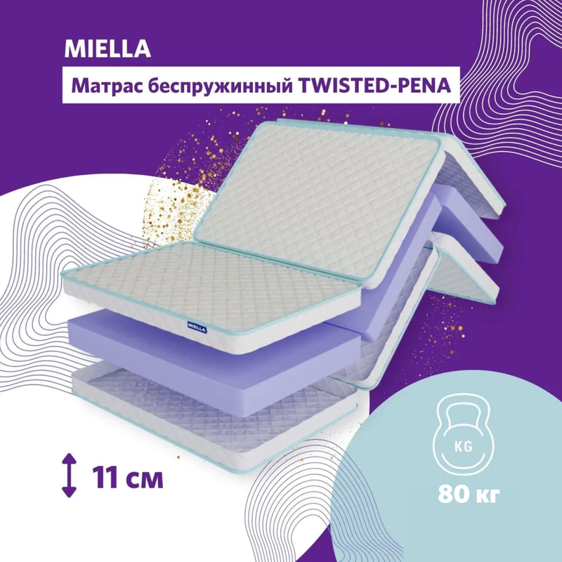 Матрас-пуф Miella Twisted-Pena складной, мобильный 200x110 см