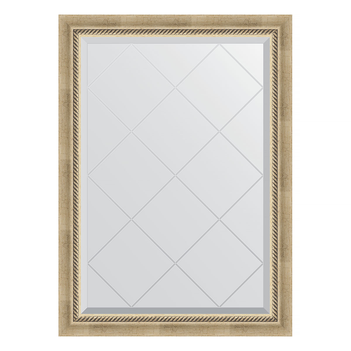 Зеркало с гравировкой в раме 73x101см Evoform BY 4175 состаренное серебро с плетением