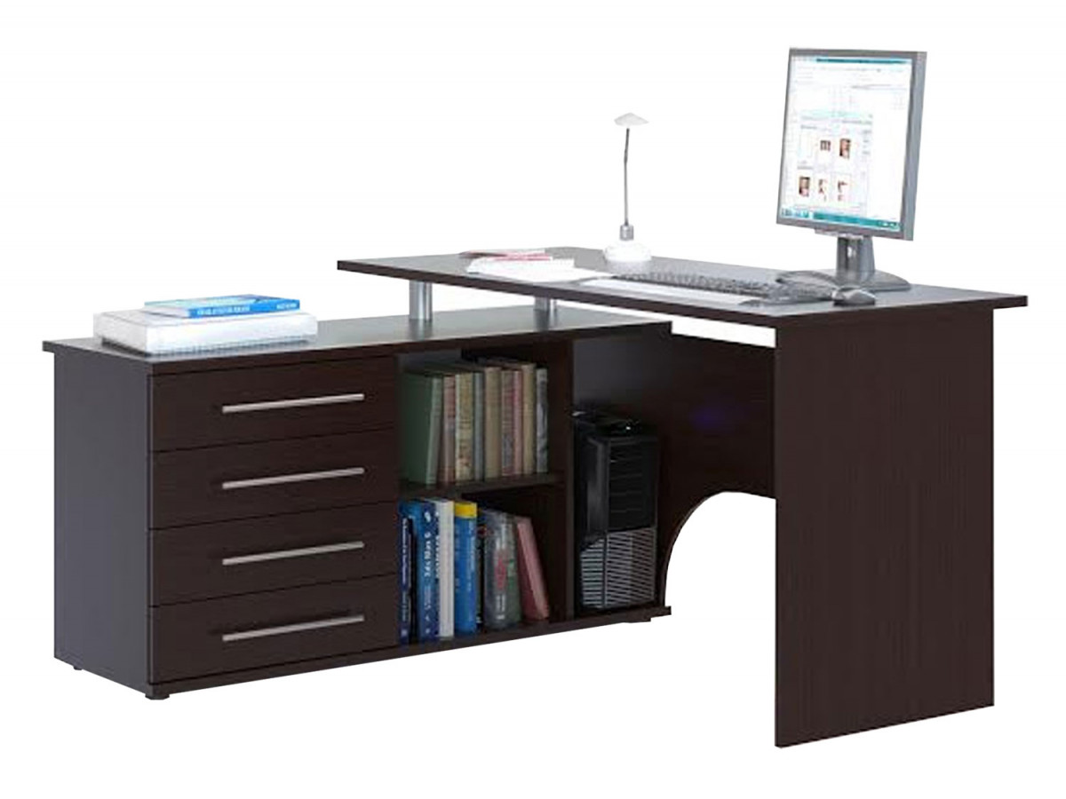 Письменный стол СОКОЛ КСТ-109 Домино Лайт СКЛ-Угл 120, коричневый