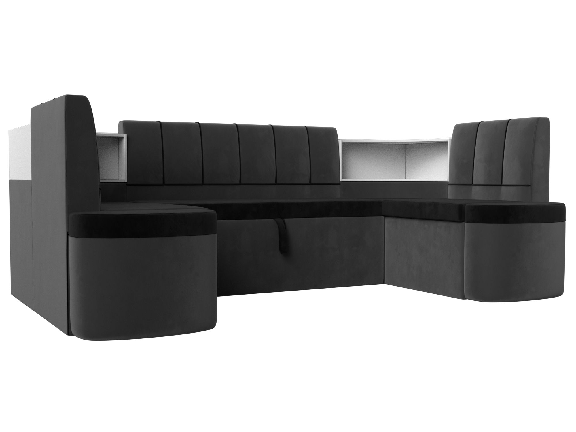 Диван кухонный Лига Диванов П-образный диван Тефида 250x147x86, велюр, серый